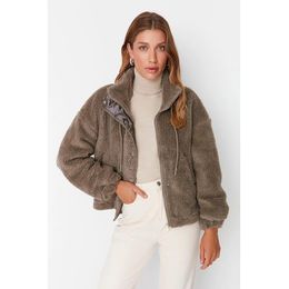 Trendyol Teddyjacke in Taupe - 66% | Gr&ouml;&szlig;e L | Damenjacken