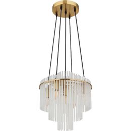 Globo LIGHTING H&auml;ngeleuchte &raquo;GORLEY&laquo; E14 1 Stk. H&auml;ngelampe goldfarben Glasst&auml;be opal klar verlaufend elegant