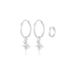 Elli Damen Ohrring-Set &raquo;Set Stern Creolen mit Kristallen von Swarovski 925 Silber&laquo;