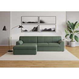 DOMO collection Ecksofa &raquo;Topper, elegant und zeitlos, kompaktes Stellma&szlig; 245/155cm, L-Form&laquo; mit Recamiere, wahlweise mit Schlaffunktion gr&uuml;n