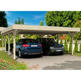 Skan Holz Doppelcarport &raquo;Spessart&laquo; Leimholz 550 cm natur beige