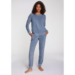 Vivance Dreams Damen Pyjama 2 tlg. in sch&ouml;ner Frottee-Qualit&auml;t blau 36/38
