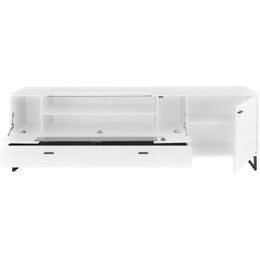 set one by Musterring TV-Schrank &raquo;Deltona&laquo; inkl. LED-Beleuchtung, Metallkufe, Glasklappe, B214 x H 67 cm wei&szlig; Spanplatte