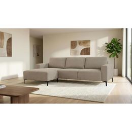 Home Affaire Ecksofa &raquo;Tournon, L-Form, Breite 262 cm, Webstoff, Chenille&laquo; Designsofa im nordischen Stil, Wellenunterfederung, Metallf&uuml;&szlig;e braun 100% 