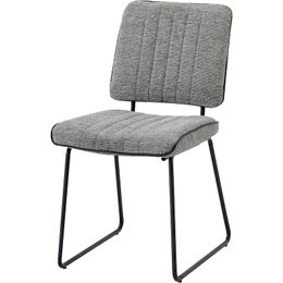 ByLiving Kufenstuhl &raquo;Liam 4er-Set&laquo; (Set) 4 Stk.moderner Stuhl im praktischen 4er-Set mit Metallgestell grau Metall, Polyester, Stoff