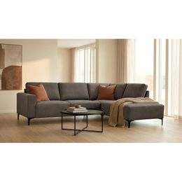 Home Affaire Ecksofa &raquo;Tournon, L-Form, Breite 256 cm, Webstoff, Chenille&laquo; Designsofa im nordischen Stil, Wellenunterfederung, Metallf&uuml;&szlig;e grau 100% 
