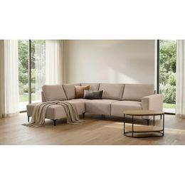 Home Affaire Ecksofa &raquo;Tournon, L-Form, Breite 256 cm, Webstoff, Chenille&laquo; Designsofa im nordischen Stil, Wellenunterfederung, Metallf&uuml;&szlig;e braun 100% 