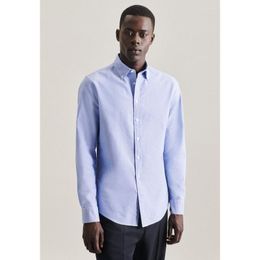 Seidensticker Herren Seidensticker Businesshemd &raquo;Slim&laquo; Slim 1/1 Button-Down-Kragen Uni blau XS (36), normale &Auml;rmell&auml;ngen
