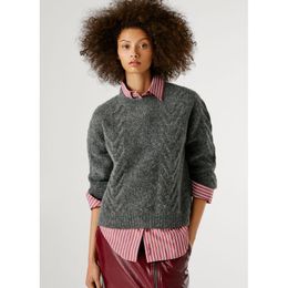 Pepe Jeans Damen Strickpullover mit Zopfmuster und Woll-Anteil XL