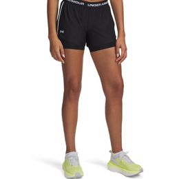 Under Armour Damen 2-in-1-Shorts &raquo;TECH&laquo; sportliches Design, f&uuml;r Sportmode und Freizeit, leichtes Material schwarz-wei&szlig; L, N-Gr
