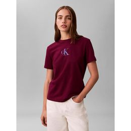 Calvin Klein Jeans Damen T-Shirt Regular Fit, gl&auml;nzender Logodruck, Rundhalsausschnitt L (42)