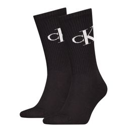 Calvin Klein Jeans Herren Tennissocken &raquo;CKJ MEN SOCK MONOGRAM&laquo; 2 Paar, 2 Paar tlg. mit verst&auml;rkter Ferse, komfortable Frotteesohle schwarz 39-42