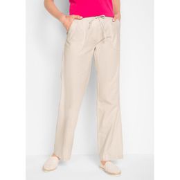 bonprix Damen bonprix Leinenhose mit Kordelzug und gro&szlig;en Taschen beige 36, N-Gr