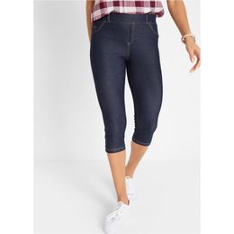 bonprix Damen bonprix Caprileggings in Jeansoptik und schmaler Form, mit Taschen blau 48/50 (XL), N-Gr