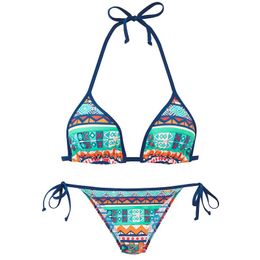 Buffalo Damen Triangel-Bikini mit farbenfrohen Design 38, Cup C/D