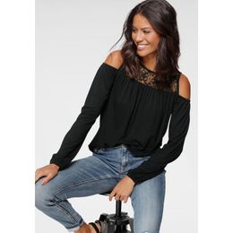 Laura Scott Damen Langarmshirt l&auml;ssig geschnitten, Langarm, femininer Stil schwarz 36