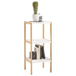Xora Regal, Braun, Wei&szlig;, Holzwerkstoff, Bambus, teilmassiv, 3 F&auml;cher, 34x80x33 cm, Beim&ouml;bel erh&auml;ltlich, Wohnzimmer, Regale, B&uuml;cherregale