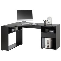 Mid.you Gamingtisch, Schwarz, Holzwerkstoff, 1 Schublade(n) Schubladen, formgebogen, 110x150x74 cm, Kabeldurchlass, Regal, Arbeitszimmer, Schreibtische, Computertische