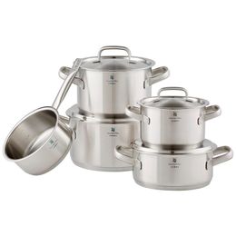 WMF Kochtopfset Gourmet Plus, Edelstahl, Metall, 5-teilig, 16 cm,20 cm,16 cm, 1.9 L,3.3 L,5.7 L,2.5 L,1.4 L, rund, rostfrei, Griffe werden nicht hei&szlig;, TransTherm&reg;-Allherdboden, Kochen, T&ouml;pfe, Topfsets
