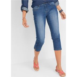 bonprix Damen bonprix Caprijeans &raquo;Slim Fit Jeans Mid Waist, cropped&laquo; im 3/4-Capri-Look und Five-Pocket Style blau 46, N-Gr