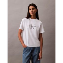 Calvin Klein Jeans Damen T-Shirt &raquo;HERO SS CLASSIC MONOLOGO CNECK T&laquo; Rundhalsausschnitt, Regular Fit, Logo-Druck wei&szlig; XL (44)
