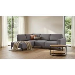 Home Affaire Ecksofa &raquo;Tournon, L-Form, Breite 256 cm, Webstoff, Chenille&laquo; Designsofa im nordischen Stil, Wellenunterfederung, Metallf&uuml;&szlig;e grau 100% 