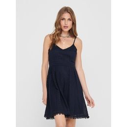 Only Damen Only Tr&auml;gerkleid &raquo;ONLHELENA &ndash; Tr&auml;gerkleid aus Baumwolle f&uuml;r den Sommer&laquo; Baumwolle, regular fit, V-Ausschnitt blau 34, N-Gr