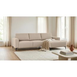 Home Affaire Ecksofa &raquo;Tournon, L-Form, Breite 262 cm, Webstoff, Chenille&laquo; Designsofa im nordischen Stil, Wellenunterfederung, Metallf&uuml;&szlig;e braun 100% 