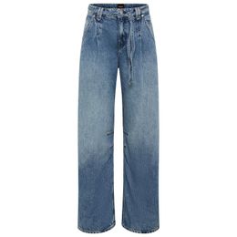 BOSS Orange Damen BOSS Orange Weite Jeans &raquo;PLEATED BARREL 1.0 Premium Damenmode&laquo; 2 tlg. mit Bindeg&uuml;rtel, High Waist 27, L&auml;nge 30