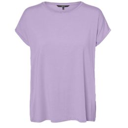 V&eacute;ro Moda Vero Moda Damen Rundhalsshirt &raquo;VMAVA PLAIN SS TOP GAJRS NOOS&laquo; Materialmix, regular fit lila XS
