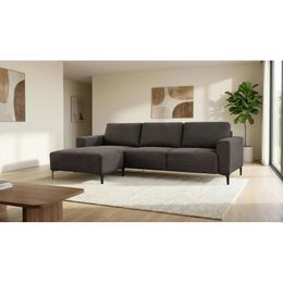 Home Affaire Ecksofa &raquo;Tournon, L-Form, Breite 256 cm, Webstoff, Chenille&laquo; Designsofa im nordischen Stil, Wellenunterfederung, Metallf&uuml;&szlig;e grau 100% 