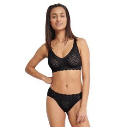 Sloggi Damen Sloggi Soft-BH &raquo;ZERO Feel Bliss&laquo; mit Stretch-Spitze und herausnehmbare Pads, atmungsaktiv schwarz XL, N-Gr