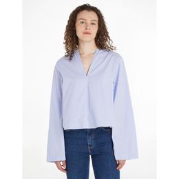 Tommy Hilfiger Hemdbluse &raquo;COTTON STP V-NECK BLOUSE&laquo; mit Logostickerei Blue_Stripe 42 42 Hemdbluse von Tommy Hilfiger Womanswear