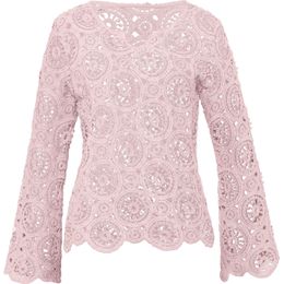 Heine Damen Langarmshirt aus Makramee-Spitze hellros&eacute; Gr&ouml;&szlig;e 38