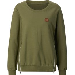 Damen Sweatshirt mit Rippb&uuml;ndchen oliv, Gr&ouml;&szlig;e 36