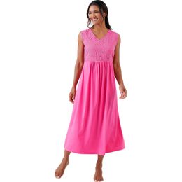Ascafa Damen Nachthemd mit Ausbrenner-Spitze fuchsia Gr&ouml;&szlig;e 48/50