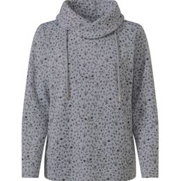 CR&Eacute;ATION L Damen Sweatshirt mit &uuml;berlappenden Rollkragen grau-graphit-bedruckt Gr&ouml;&szlig;e 48