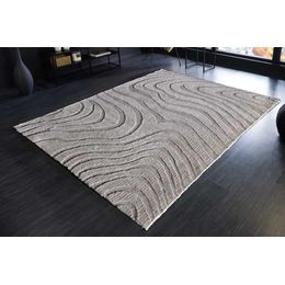 Riess Ambiente Design Teppich WAVE 240x170cm grau 3D-Effekt Riess-Ambiente rechteckig Glamour Industrie & Loft Maritim Modern Retro