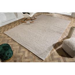Riess Ambiente Design Teppich WOOL XXL 350x240cm silbergrau aus Wolle Riess-Ambiente rechteckig Landhaus Skandinavisch