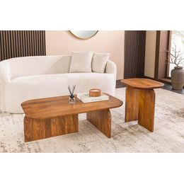 Riess Ambiente 2er Set Couchtische GATSBY 100cm braun Akazienholz organische Form Beistelltisch Riess-Ambiente Satztisch Sofatisch Wohnzimmertisch Modern Natur...