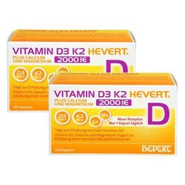 Vitamin D3 K2 Hevert+Calcium u.Magnes.2000 Ie Kps. Set (2x120St) 240 St
