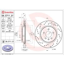 Brembo Bremsscheibe COATED DISC LINE hinten rechts links Gelocht/innenbel. 315mm f&uuml;r VAUXHALL OPEL 13429575 569094 569089 09.C711.21