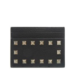 Valentino Garavani Portemonnaie - Rockstud Cardholder Wallet Leather - Gr. unisize - in Schwarz - f&uuml;r Damen
