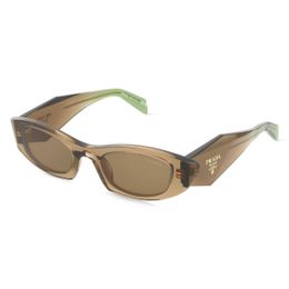 Prada 0PR B16S | Damen-Sonnenbrille | Fassung: Vollrand, Oval, Acetat, Braun Transparent | Glasfarbe: Braun