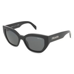Prada 0PR A09S | Damen-Sonnenbrille | Fassung: Vollrand, Butterfly, Acetat, Schwarz | Glasfarbe: Grau