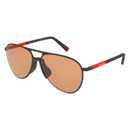 Prada Linea Rossa Sunglasses Prada Linea Rossa 0PS 53ZS | Herren-Sonnenbrille | Fassung: Vollrand, Pilot, Metall, Schwarz Grau | Glasfarbe: Braun