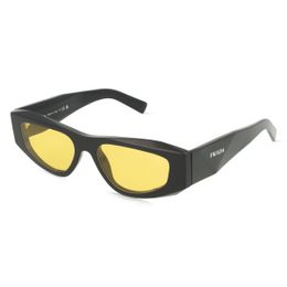 Prada 0PR B19S | Herren-Sonnenbrille | Fassung: Vollrand, Pilot, Acetat, Schwarz | Glasfarbe: Gelb