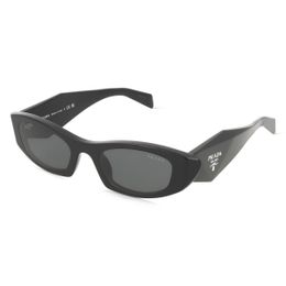 Prada 0PR B16S | Damen-Sonnenbrille | Fassung: Vollrand, Oval, Acetat, Schwarz | Glasfarbe: Grau
