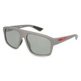 Prada Linea Rossa 0PS B02S | Herren-Sonnenbrille | Fassung: Vollrand, Geometrisch, Kunststoff, Grau | Glasfarbe: Grau Spiegel Silber