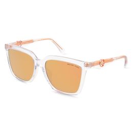 Michael Kors 0MK2256U MENAGGIO | Damen-Sonnenbrille | Fassung: Vollrand, Quadratisch, Acetat, Kristall Transparent | Glasfarbe: Pink Spiegel Pink